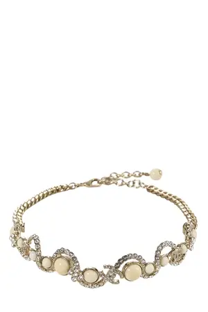 Chanel Crystal Cc Choker - Beige