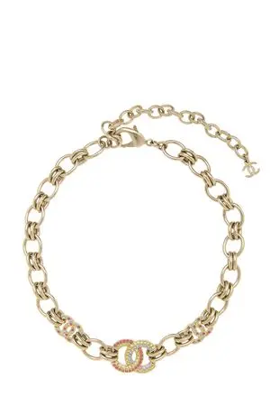 Chanel Chanel Crystal CC Choker Necklace Multi
