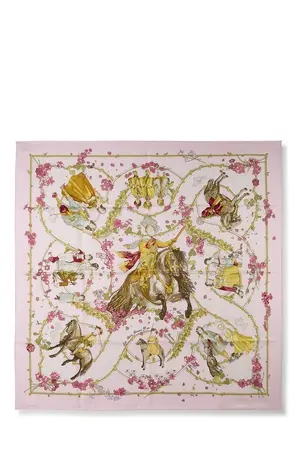 Hermès Multicolor 'les Petits Princes' Silk Scarf 90 - Pink