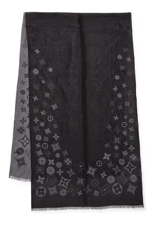 LOUIS VUITTON Black Monogram Silk Scarf