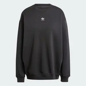 Adidas Essentials Fleece Long Oversized Crew Sweatshirt - Black