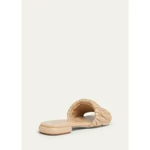 Miu Miu Quilted Leather Flat Slides - Camel