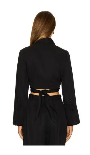 Matthew Bruch Collared Long Sleeve Wrap Top