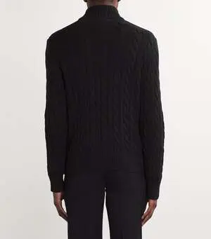 Polo Ralph Lauren Cable-knit Quarter-zip Sweater - Black