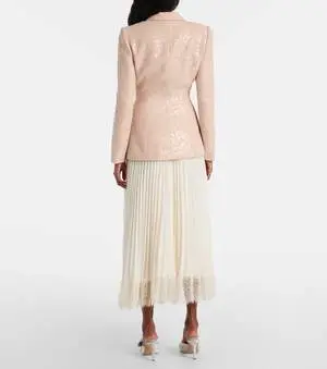SELF-PORTRAIT Sequined Boucle And Chiffon Midi Dress