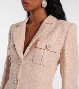 SELF-PORTRAIT Sequined Boucle And Chiffon Midi Dress