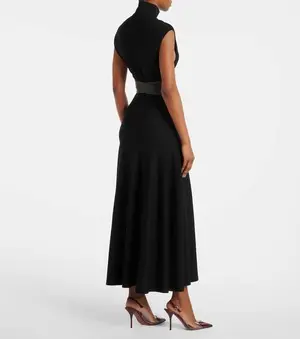 Alaïa Belted Wool-blend Midi Dress