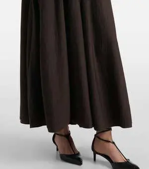 Khaite Ava Off-shoulder Wool-blend Maxi Dress - Brown
