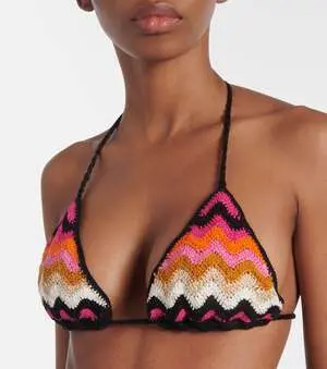 Anna Kosturova Crochet Striped Bikini Top