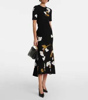 Erdem Bloom Medium Leather Tote Bag - Black