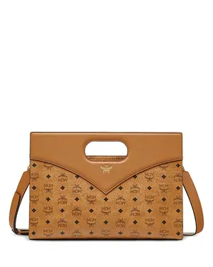 Mcm Diamond Vi Leather And Canvas Handbag