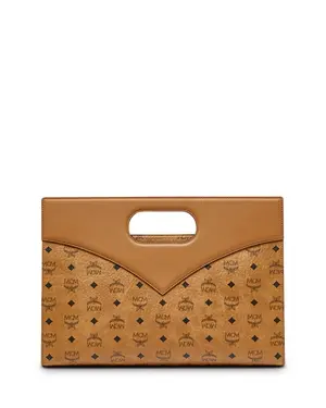 Mcm Diamond Vi Leather And Canvas Handbag