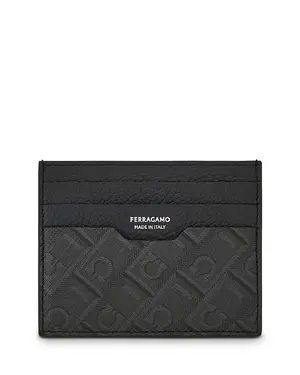 FERRAGAMO Monogram Credit Card Holder - Nero