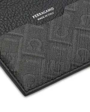 FERRAGAMO Monogram Credit Card Holder - Nero