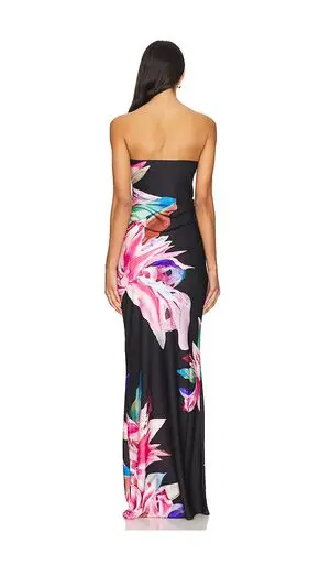 Rococo Sand Printed Strapless Maxi Dress - Black Multi