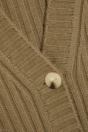Vince Ribbed Wool And Cashmere-blend Cardigan - Army Green