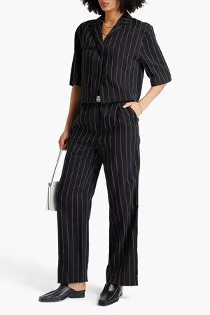 Loulou De Saison Loulou Studio Iago Cropped Pinstriped Shirt