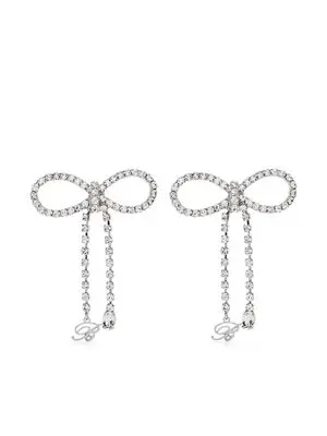 Blumarine Rhinestone Bow Earrings - Silver