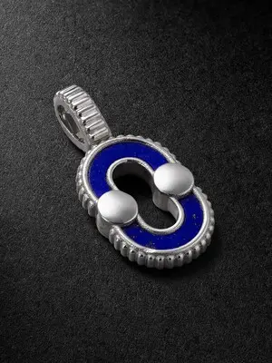 VILTIER Magnetic 18-karat White Gold, Lapis Lazuli And Turquoise Pendant - Silver