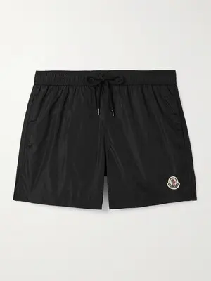Moncler Straight-leg Mid-length Logo-appliquéd Swim Shorts - Black