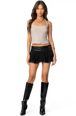 EDIKTED Steel Shimmer Halter Top