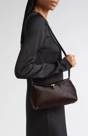 TOTEME T-lock Calf Hair Clutch - Wine