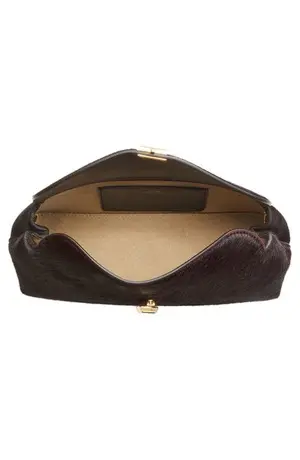 TOTEME T-lock Calf Hair Clutch - Wine