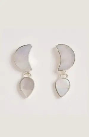 FREYA ROSE Petite Moon Stud Earrings - Silver