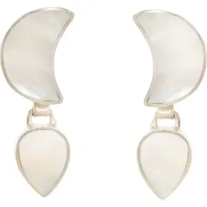 FREYA ROSE Petite Moon Stud Earrings - Silver