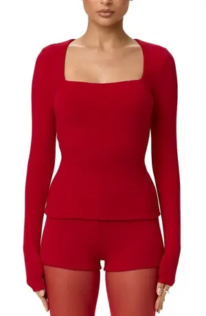 Naked Wardrobe Square Neck Crop Top - Red
