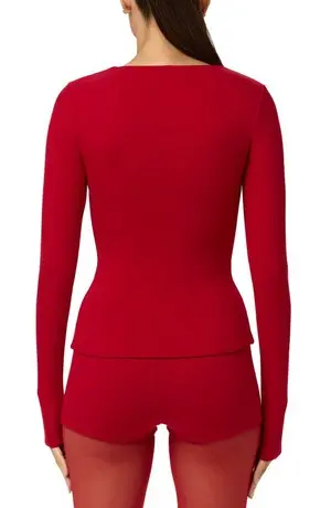 Naked Wardrobe Square Neck Crop Top - Red