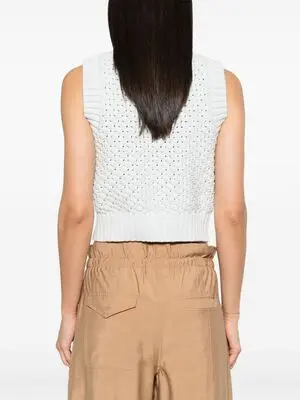 GANNI Logo-intarsia Vest - Blue