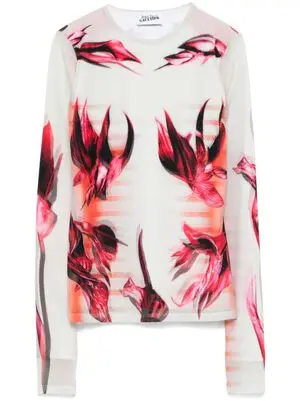 Jean Paul Gaultier Double-layered Printed Top - Neutrals