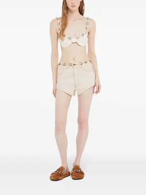 Alanui Ocean Dream Denim Shorts - Neutrals