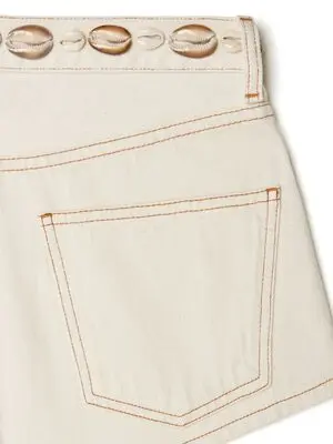 Alanui Ocean Dream Denim Shorts - Neutrals