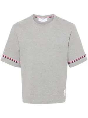 Thom Browne Rwb-stripe Cotton T-shirt - Grey