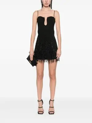 NISSA Fringe-detail Mini Dress