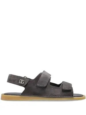 Dolce & Gabbana Touch-strap Leather Sandals - Grey