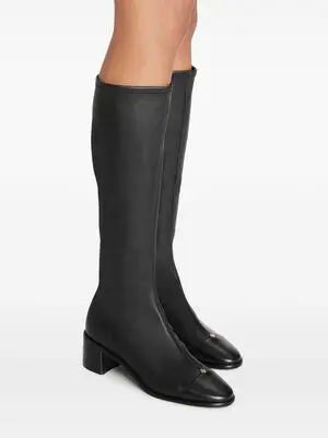 Tory Burch Leather Knee High Boots - 006 - Perfect Black