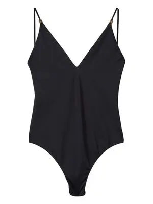 Miu Miu Logo-plaque Swimsuit - Black