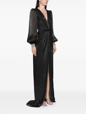 NISSA Twist-detail Chiffon Maxi Dress