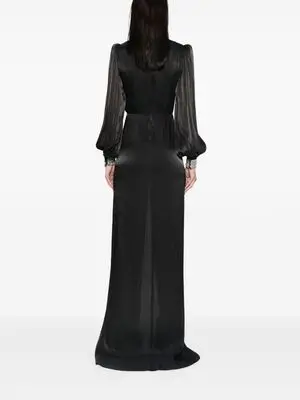 NISSA Twist-detail Chiffon Maxi Dress