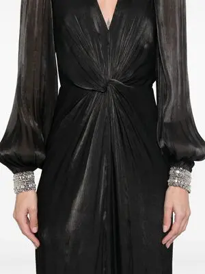 NISSA Twist-detail Chiffon Maxi Dress