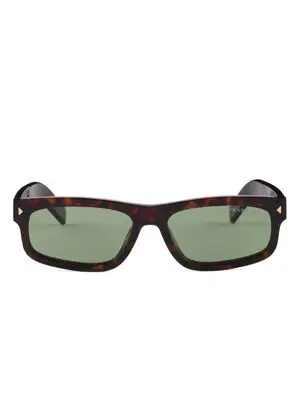 Prada Triangle-detail Rectangle Sunglasses - Brown