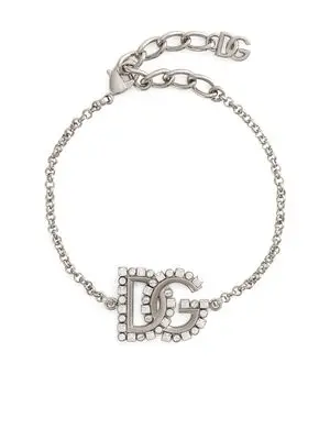 Dolce & Gabbana Dg-logo Fine-link Bracelet - Silver