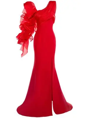 GABY CHARBACHY Ruffle-sleeve Gown
