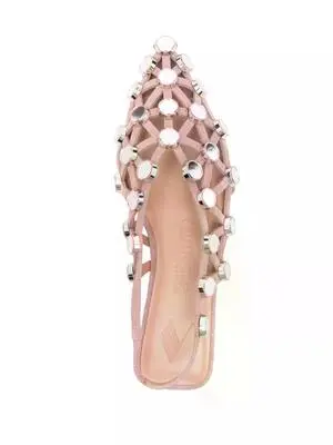 Attico Embellished Suede Slingback Pumps - Neutrals