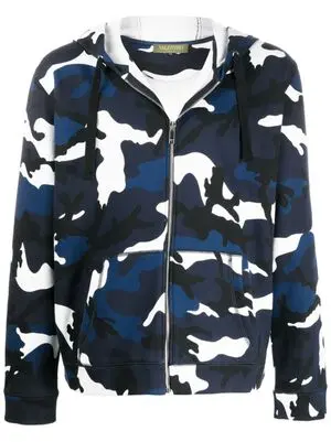 Valentino Garavani Camouflage-print Hoodie - Blue
