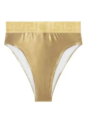 Versace Greca Border Metallic Bikini Bottom - Gold