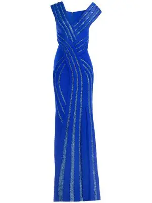 GABY CHARBACHY Pleated Lurex Gown